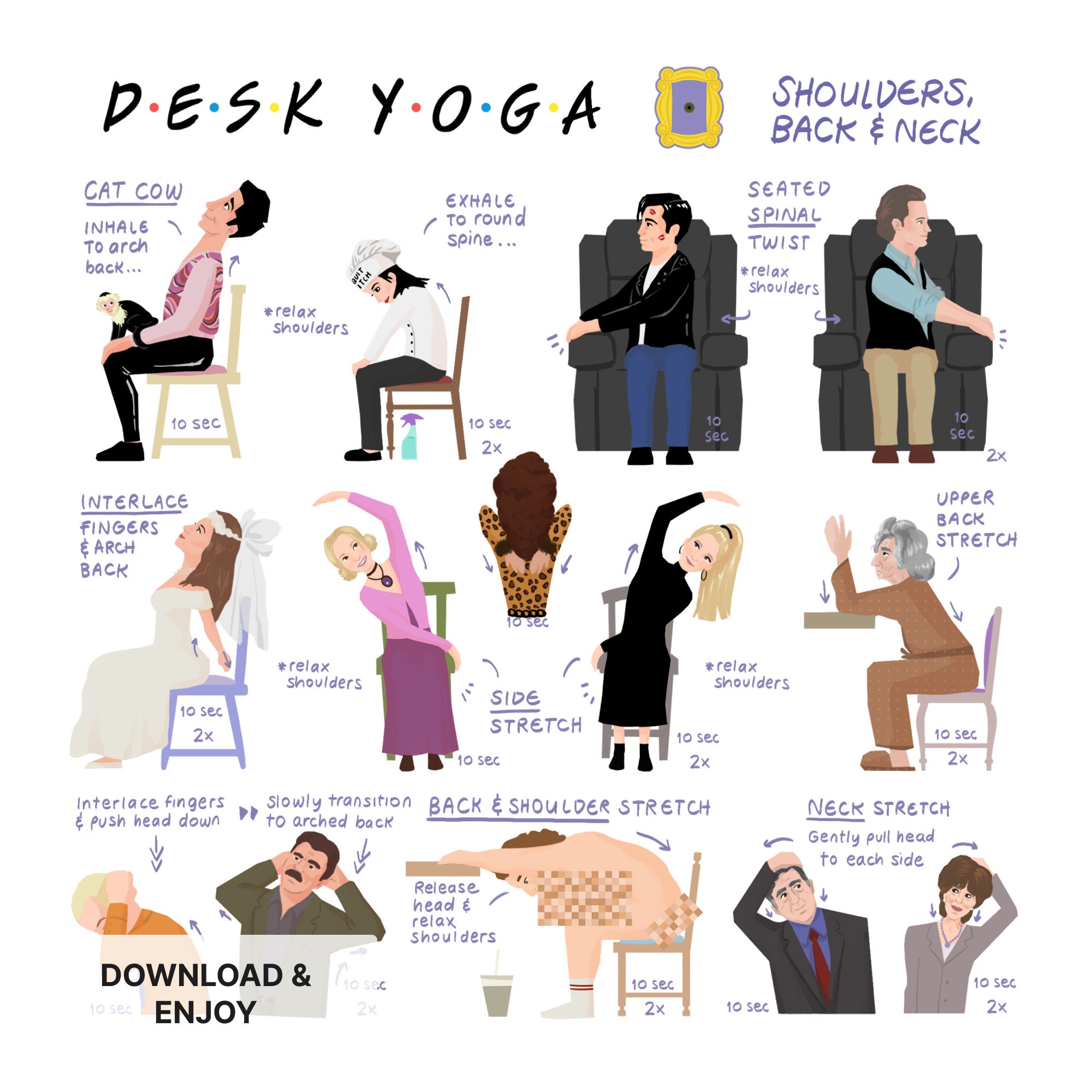 Desk Yoga for Shoulders, Back, and Neck | Friends Edition | Chair Yoga ...