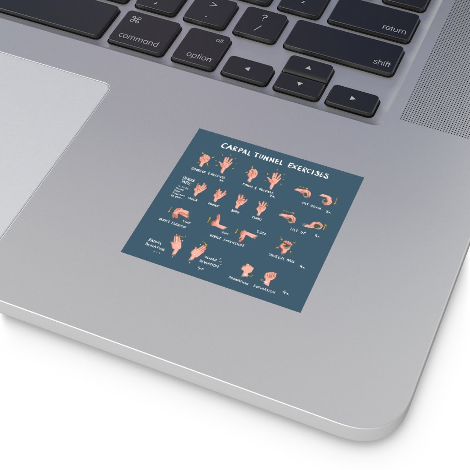 Carpal Tunnel Exercises Sticker - Blue | Hand and Wrist Exercises for ...