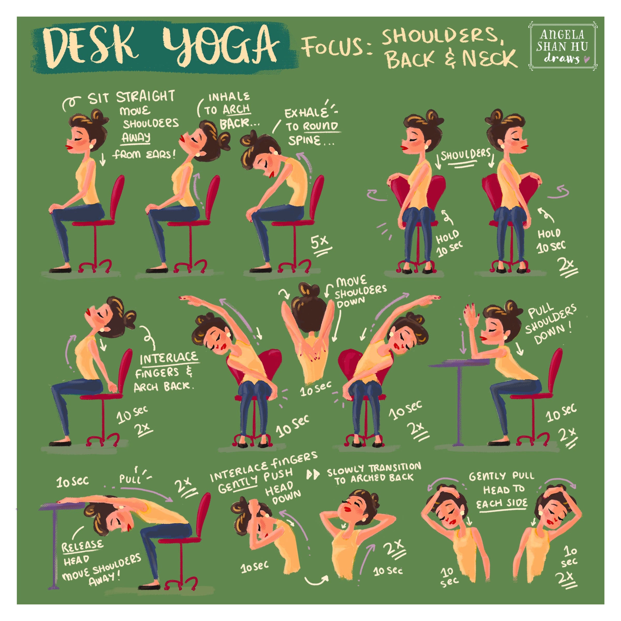 Desk Yoga Poster - Physical Print | Yoga at Your Desk | Office Yoga ...