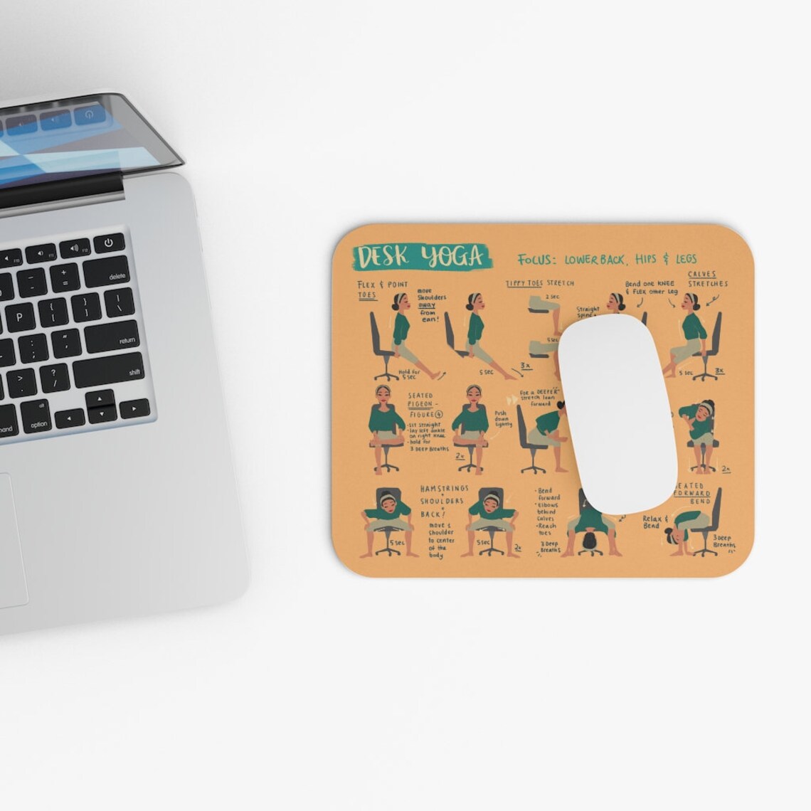 Desk Yoga Mouse Pad - Lower Back, Hips, & Legs - Etsy