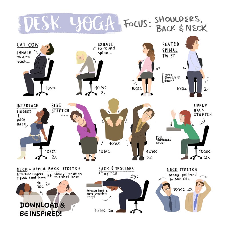 Desk Yoga for Shoulders, Back, and Neck | the Office Edition | Chair ...
