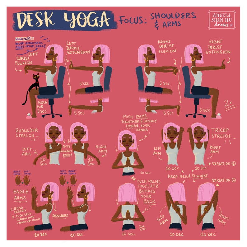 Desk Yoga Poster Physical Print Yoga at Your Desk Office Yoga Yoga Art ...