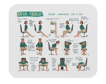 Desk Yoga Poster Physical Print Yoga at Your Desk Office - Etsy