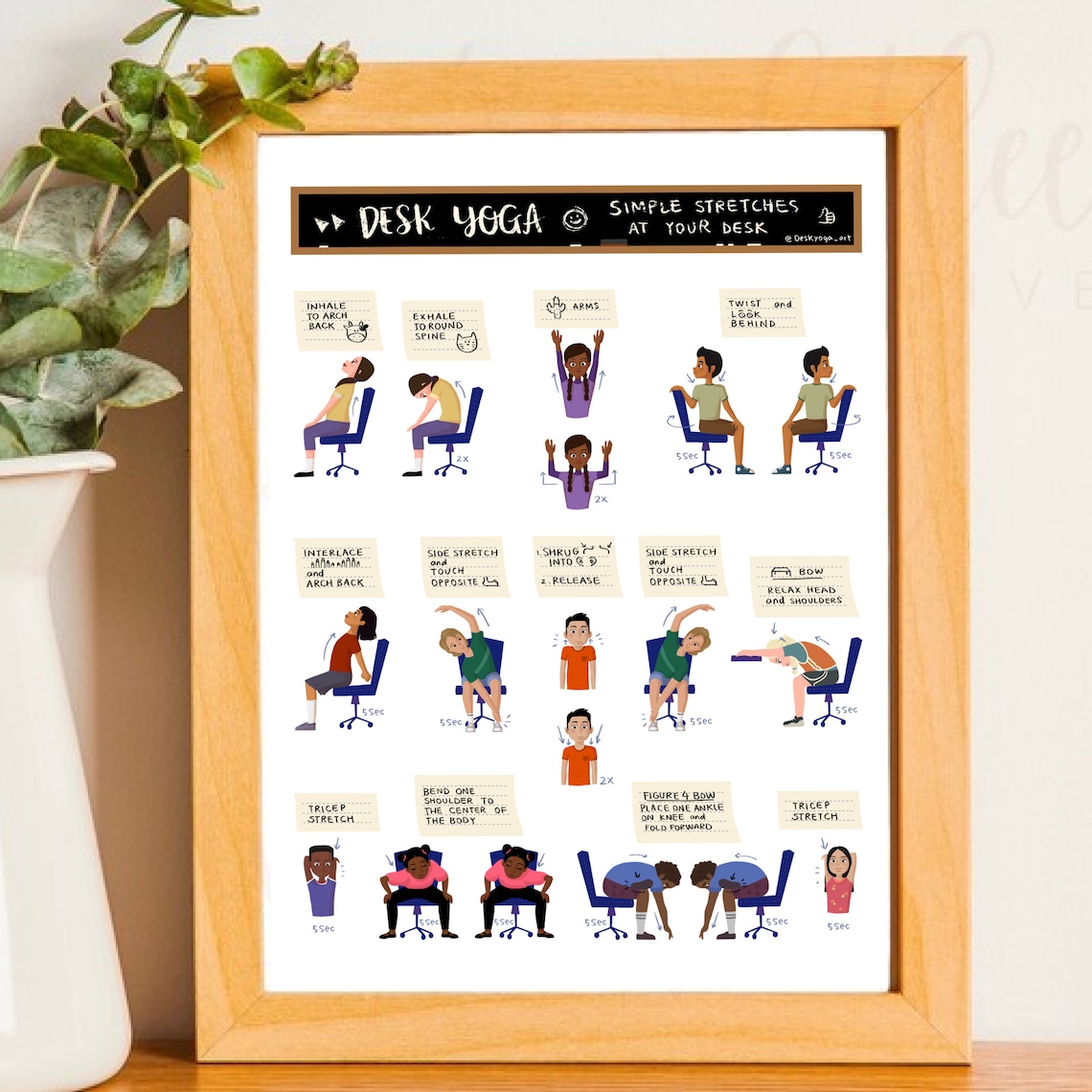 Kids Desk Yoga and Stretches Poster Printable | Educational Poster for ...