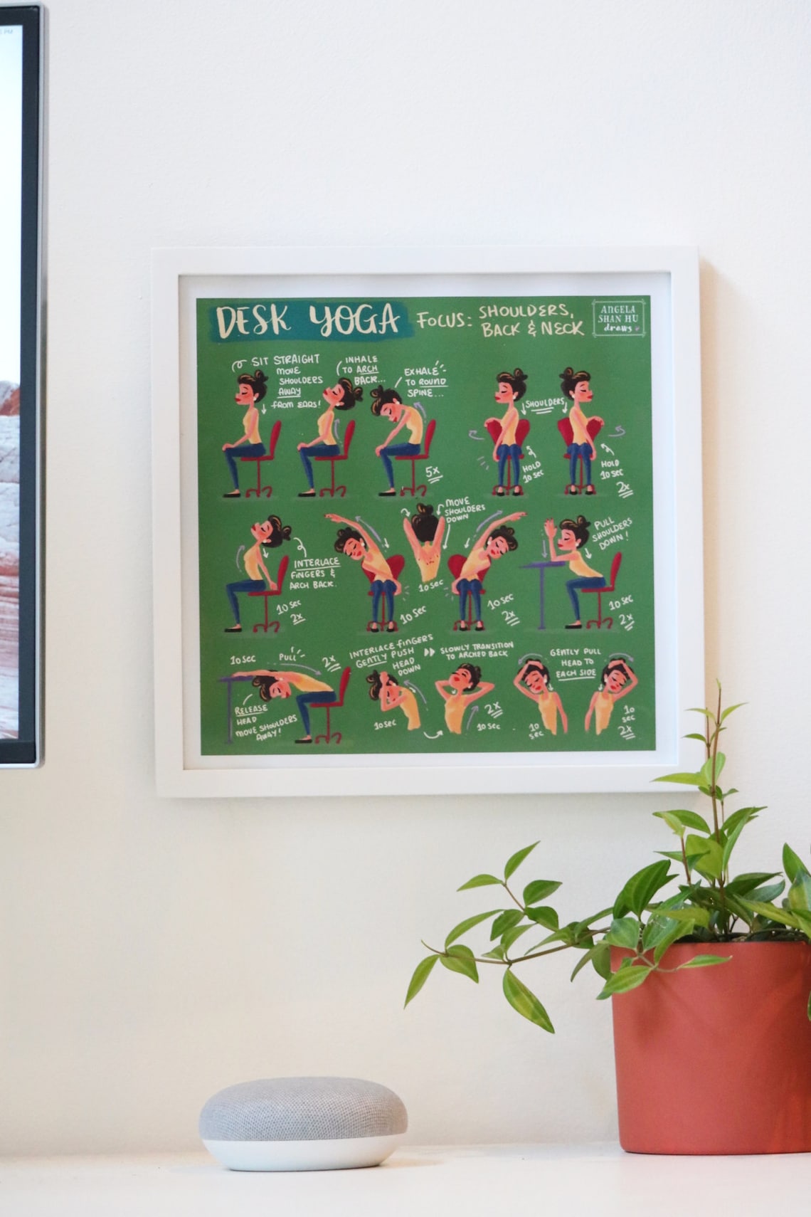 Desk Yoga Poster Physical Print Yoga at Your Desk Office - Etsy