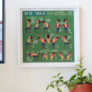 Desk Yoga Poster - Physical Print | Yoga at Your Desk | Office Yoga ...
