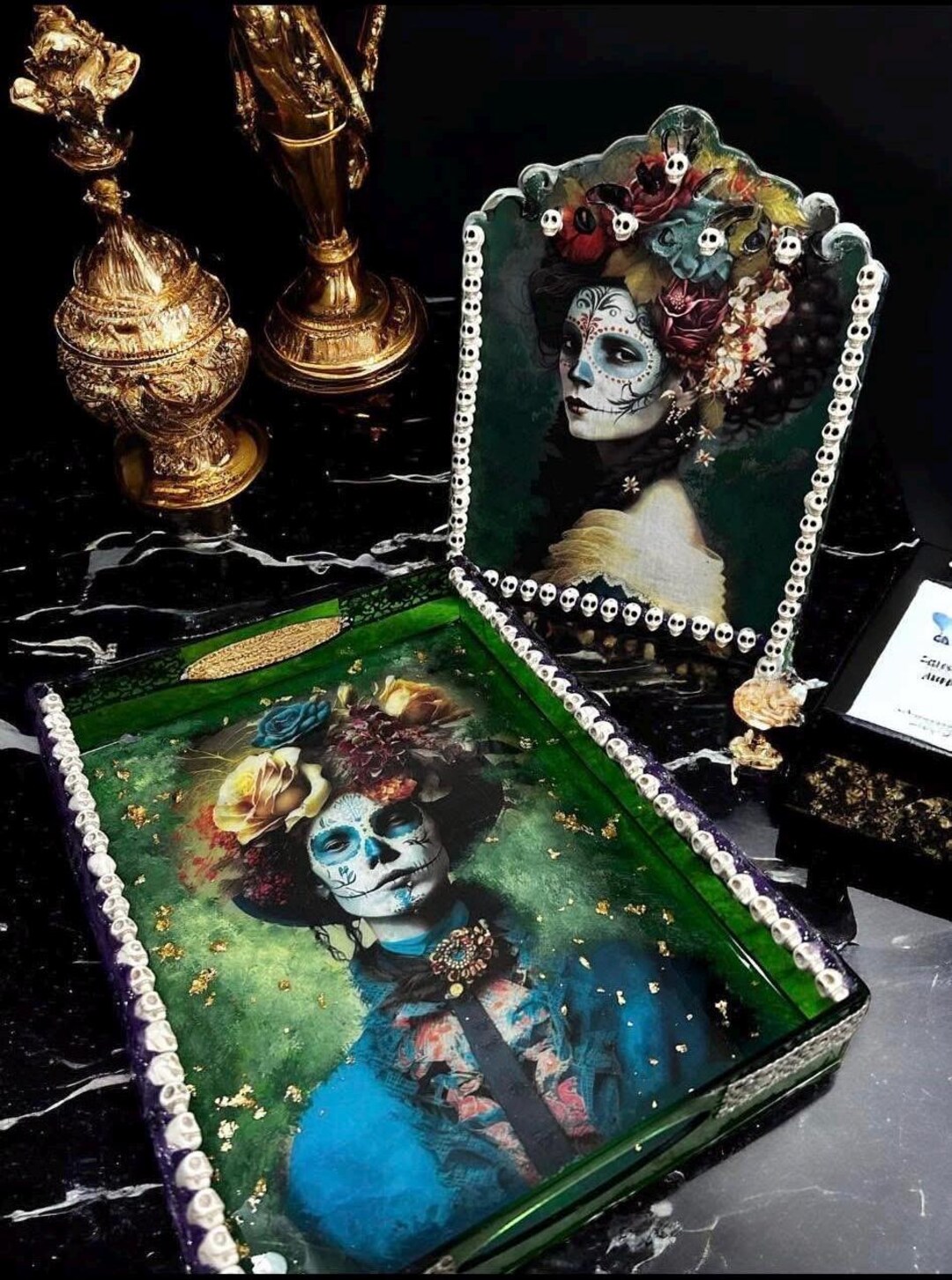 Decorative Trays, Day of the Dead Decor, Gothic Tray, Dia De Los ...