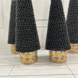 Black Beaded Christmas Trees: Gothic Spooky Decor (set of 2) - Etsy