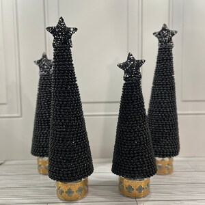 Black Beaded Christmas Trees: Gothic Spooky Decor (set of 2) - Etsy