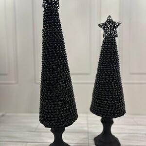 Black Beaded Christmas Trees: Gothic Spooky Decor (set of 2) - Etsy