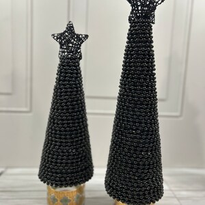Black Beaded Christmas Trees: Gothic Spooky Decor (set of 2) - Etsy