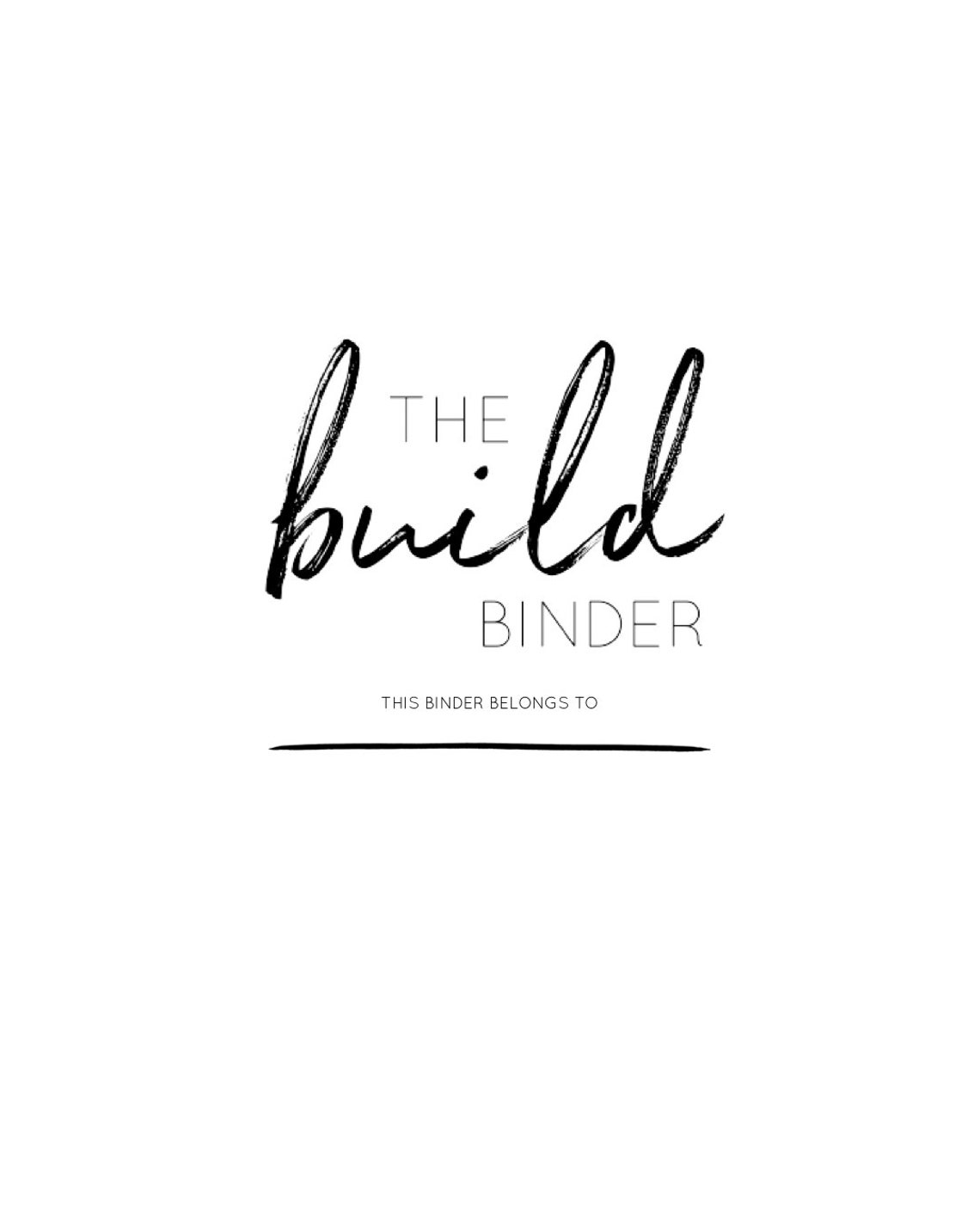 The Build Binder Black & White Printable - Etsy The Build Binder Black & White Printable - Etsy