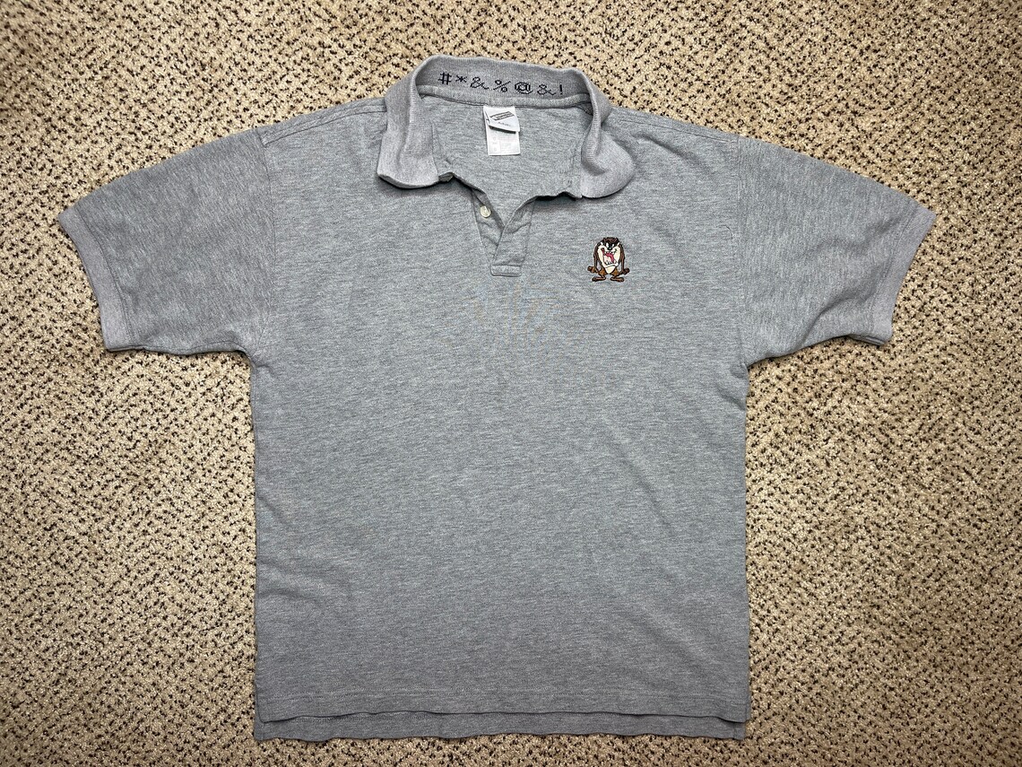 90's WB Warner Bros. Studio Store TAZ Embroidered Gray Unisex Polo ...