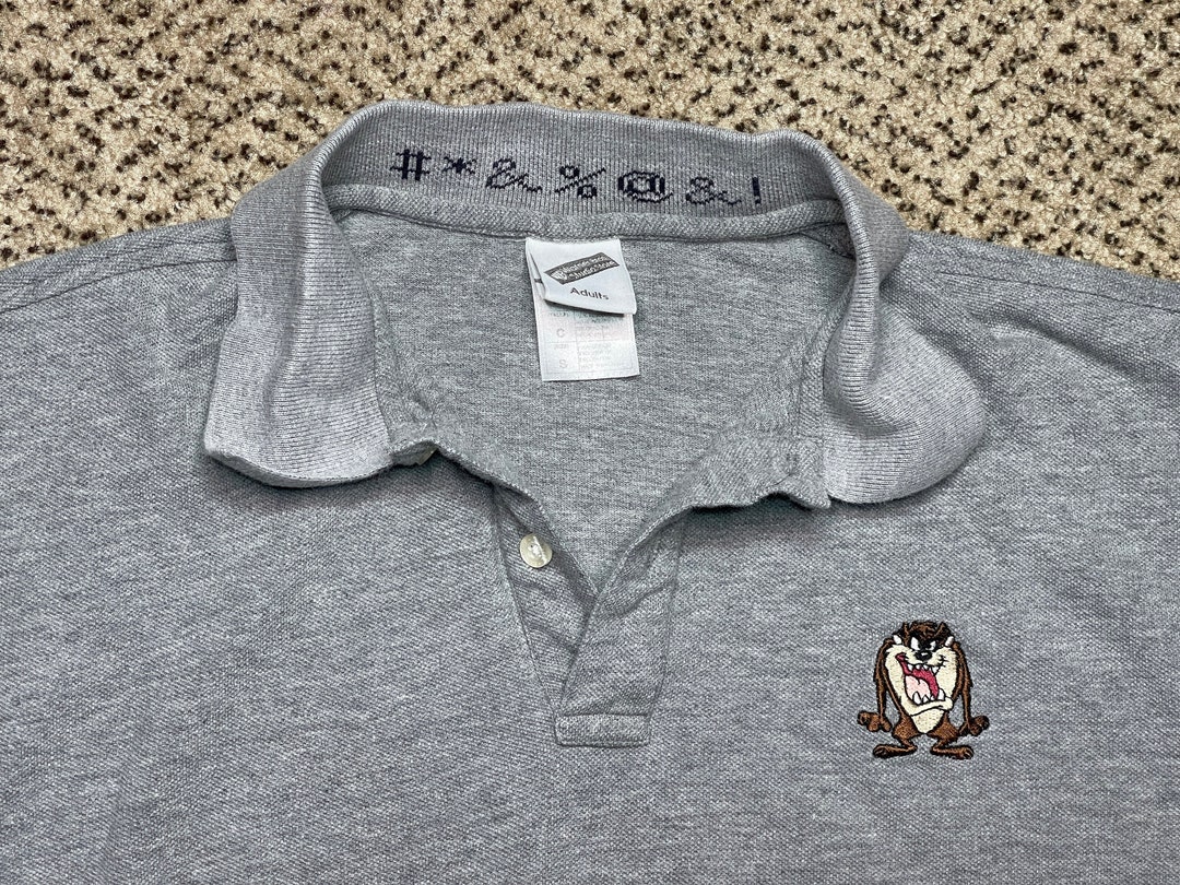 90's WB Warner Bros. Studio Store TAZ Embroidered Gray Unisex Polo ...
