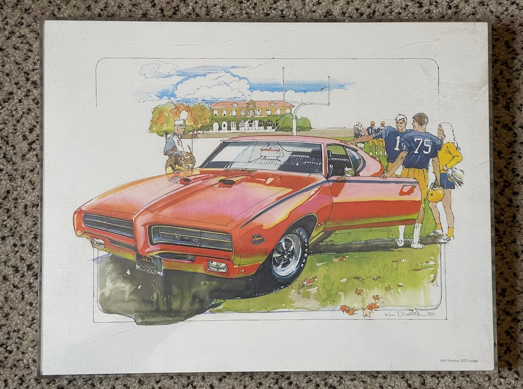 1982 Ken Dallison Original Print GM Collection 1969 Pontiac GTO "the ...