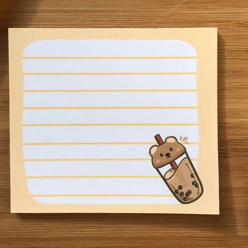 Boba Bear Memo Pad / Boba Note Pad/kawaii Note Pad | Etsy