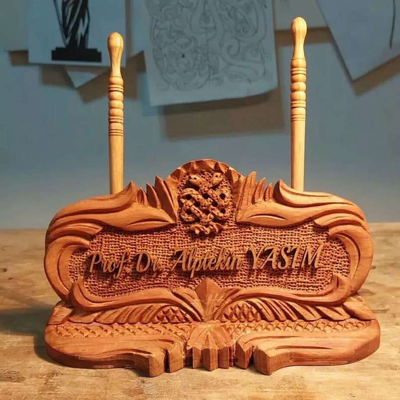 Wood Carving Name Plate, Desk Name Plate, Wood Carved Decor,wooden Art ...