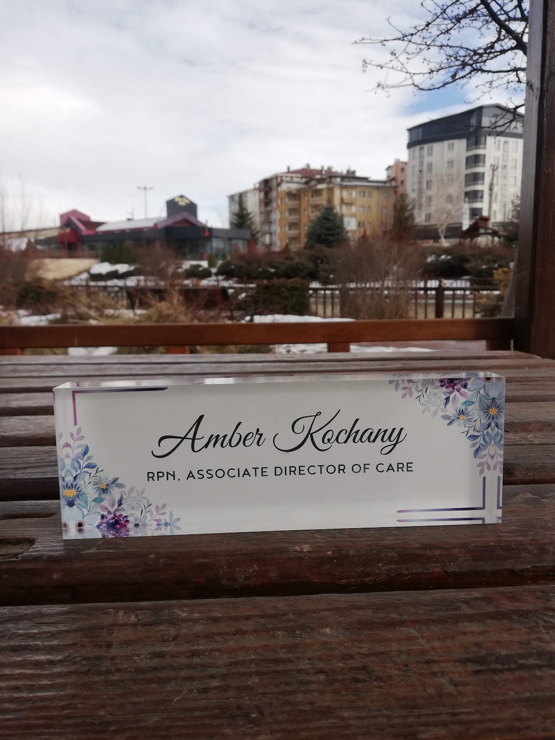 Personalized Flower Name Plate for Desk Custom Office Decor Nameplate ...