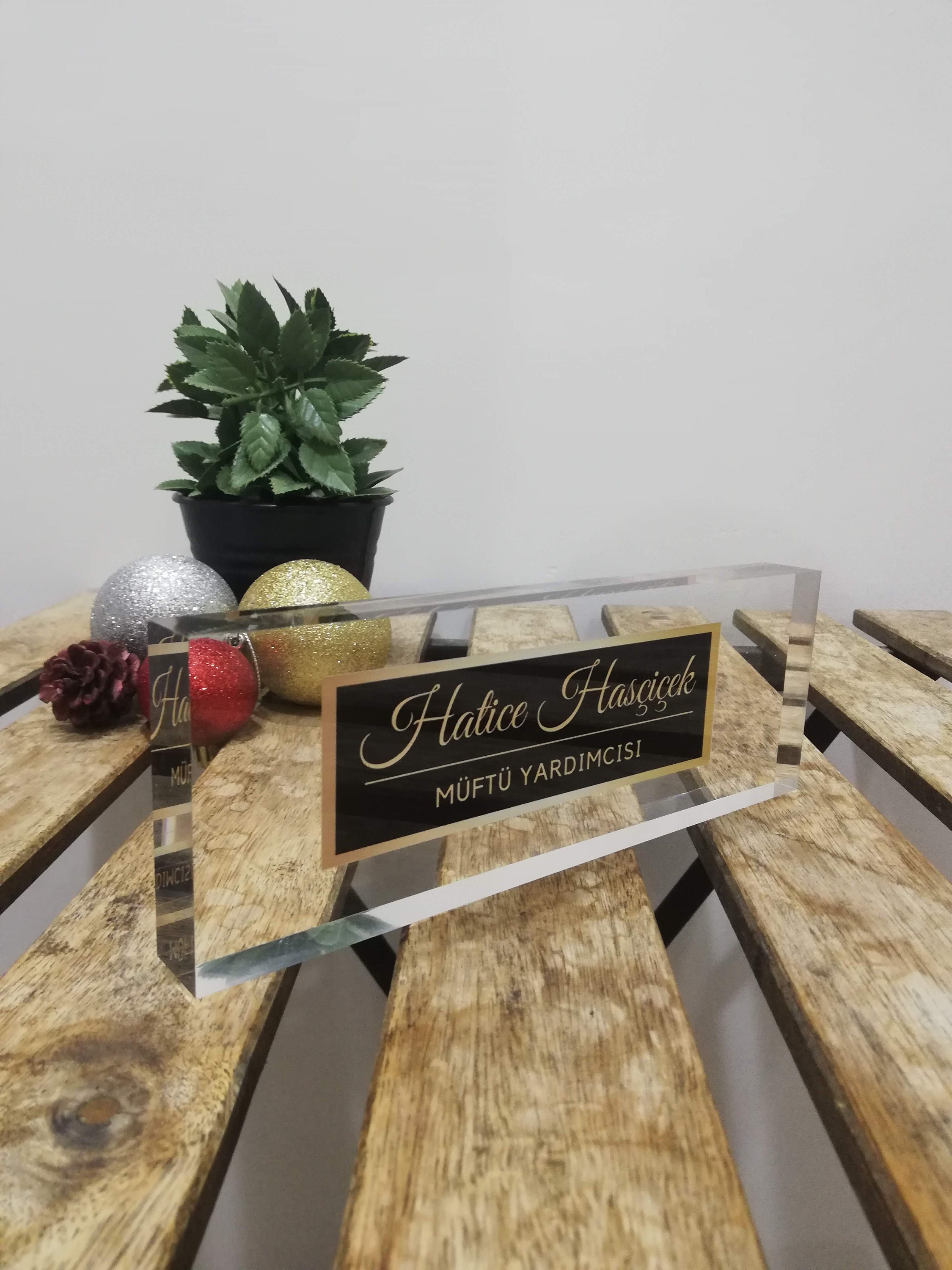 Personalized Desk Name Plate - Clear Acrylic Glass Block, Custom Office ...