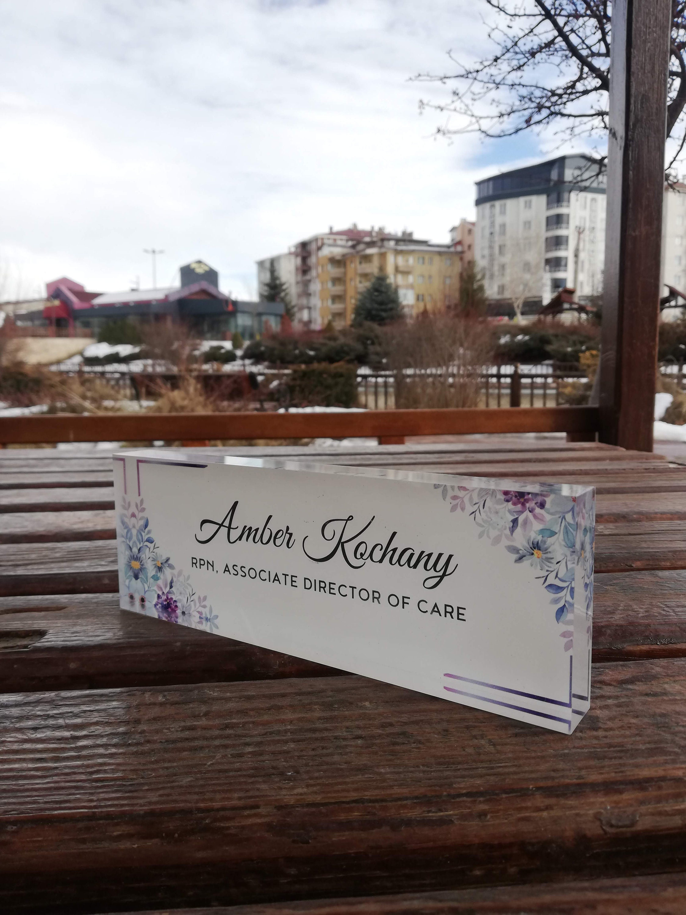 Personalized Flower Name Plate for Desk Custom Office Decor - Etsy