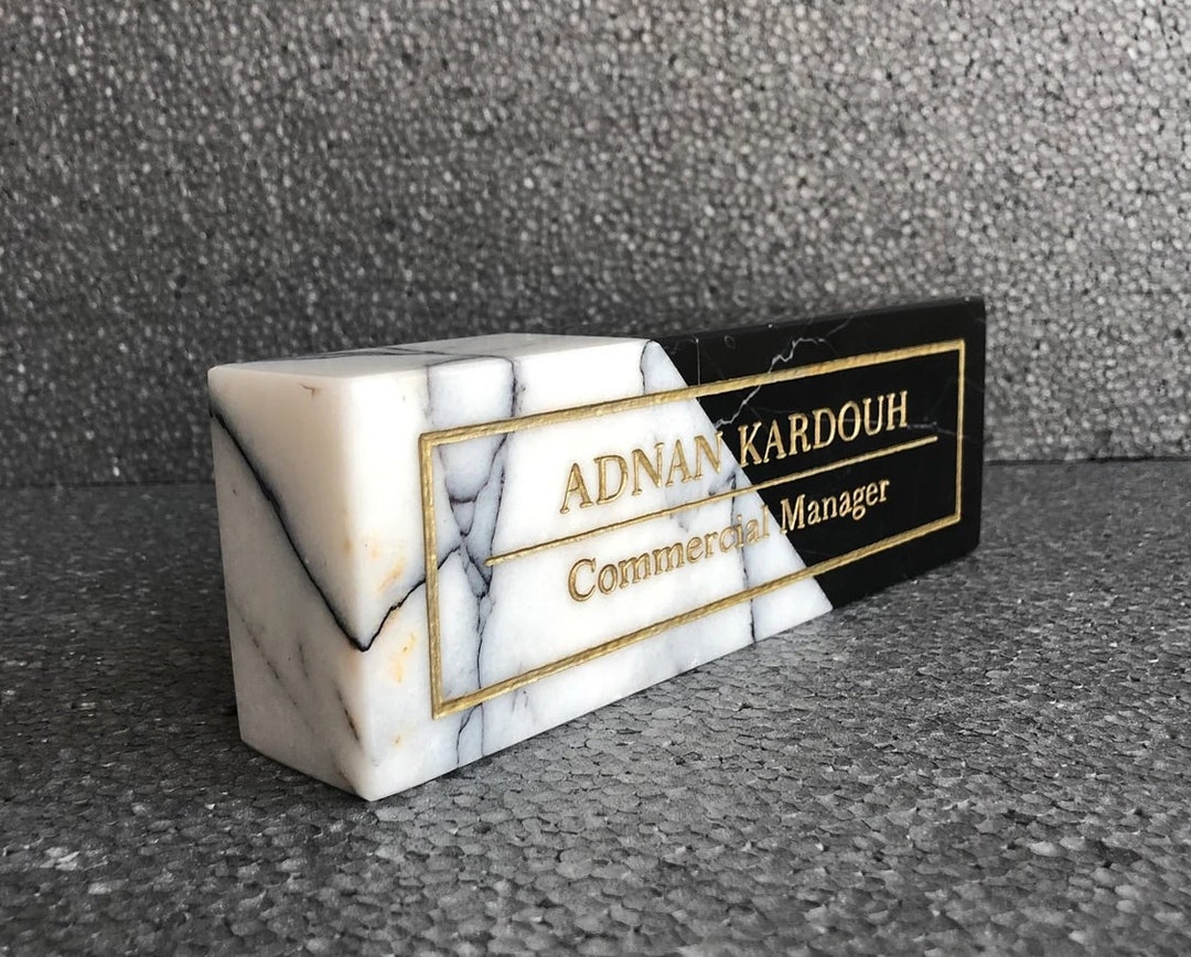 Personalized Desk Name Plate Marble Marble Name Plate Black - Etsy
