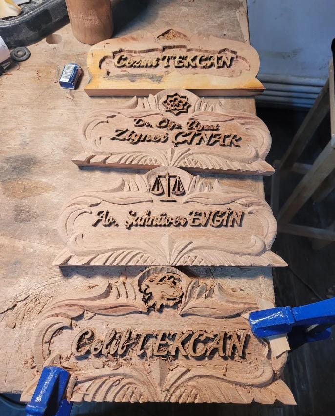 Wood Carving Name Plate, Desk Name Plate, Wood Carved Decor,wooden Art ...