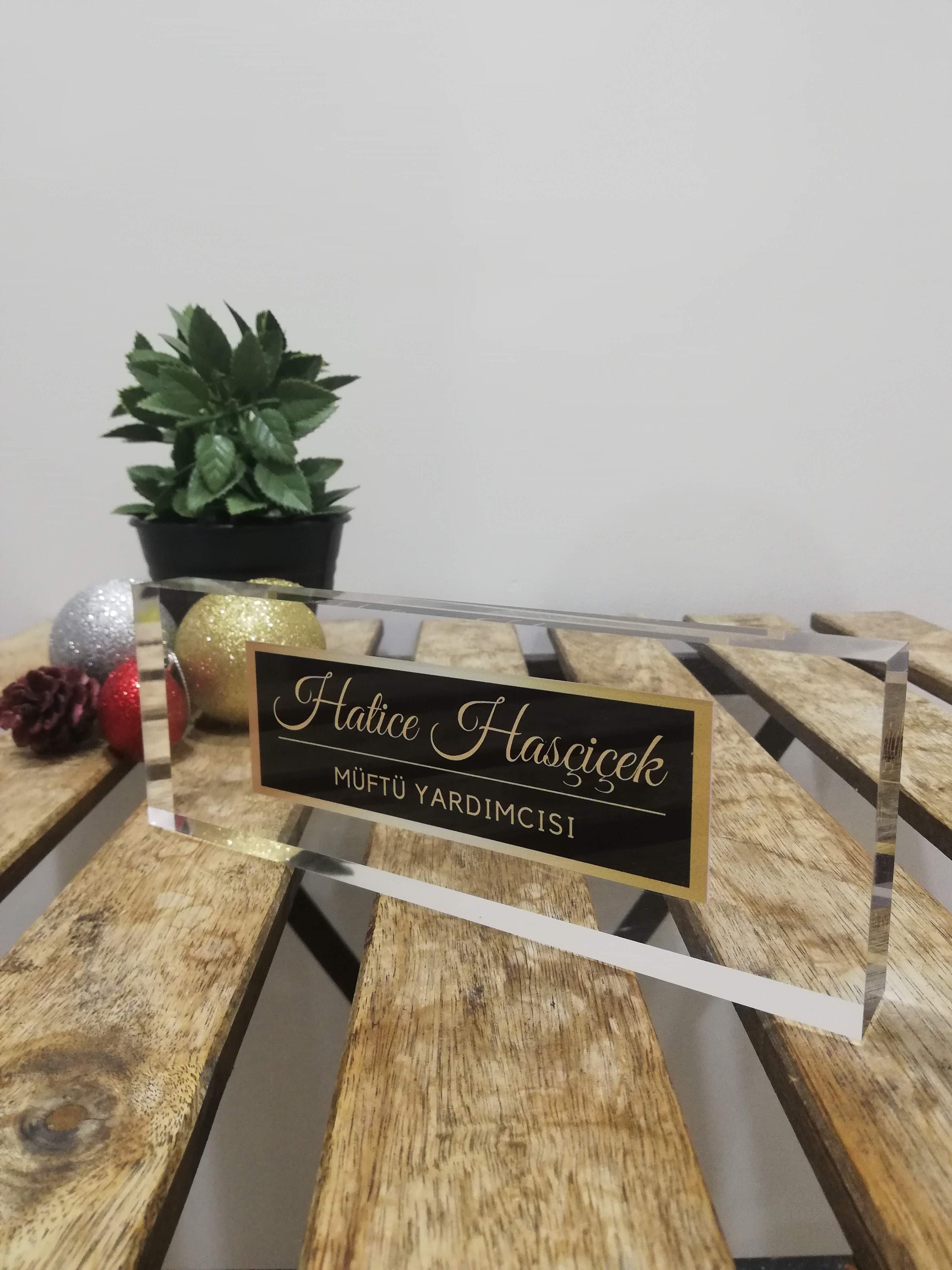 Personalized Desk Name Plate Clear Acrylic Glass Block, Custom Office ...