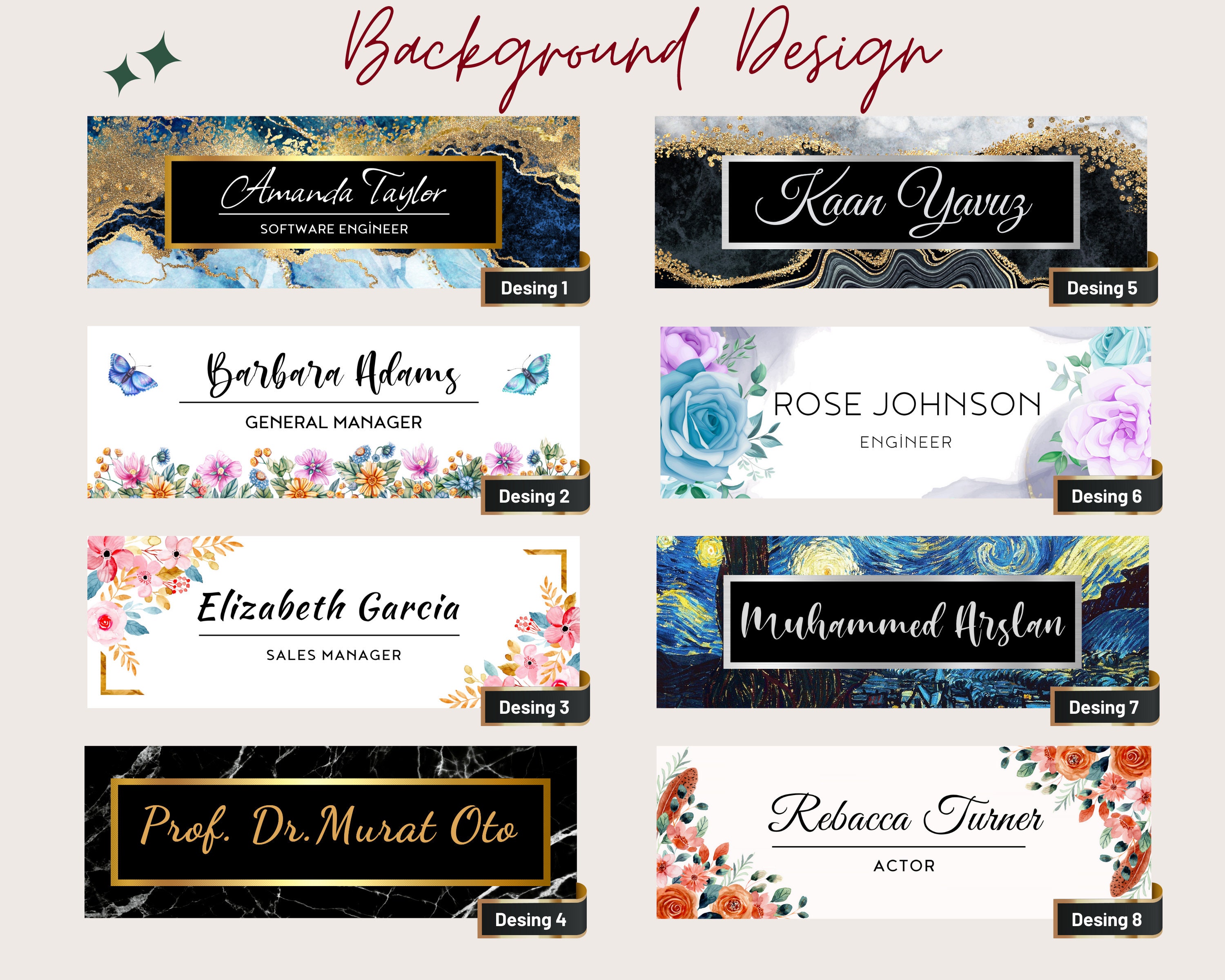 Personalized Flower Name Plate for Desk Custom Office Decor - Etsy