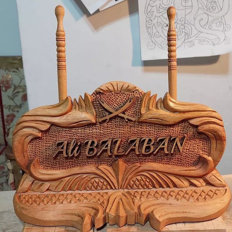 Wood Carving Name Plate, Desk Name Plate, Wood Carved Decor,wooden Art ...