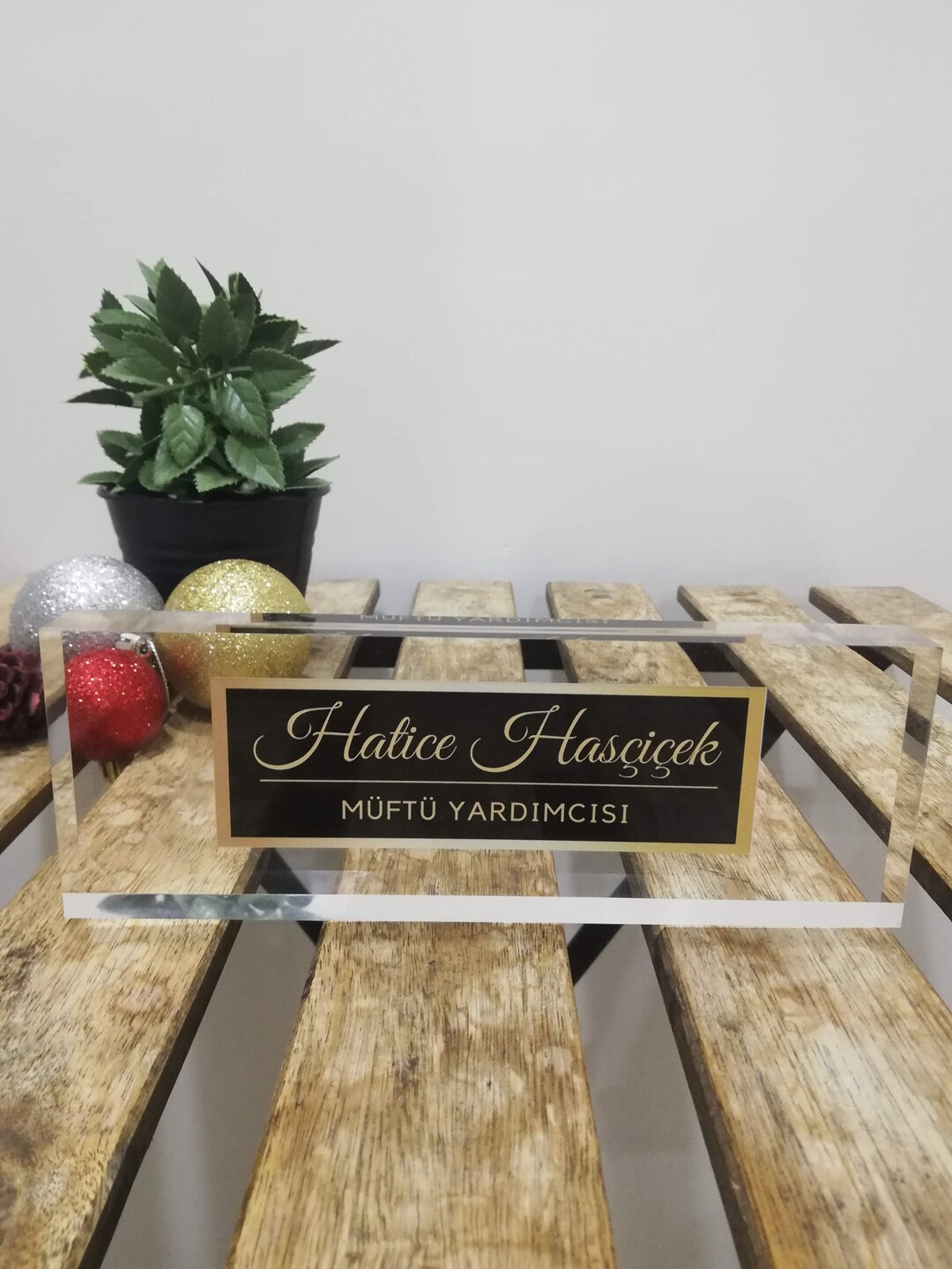 Personalized Desk Name Plate - Clear Acrylic Glass Block, Custom Office ...