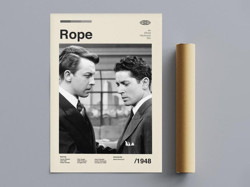 Rope Wall Art Print, Alfred Hitchcock Film Poster, Cary Grant American ...