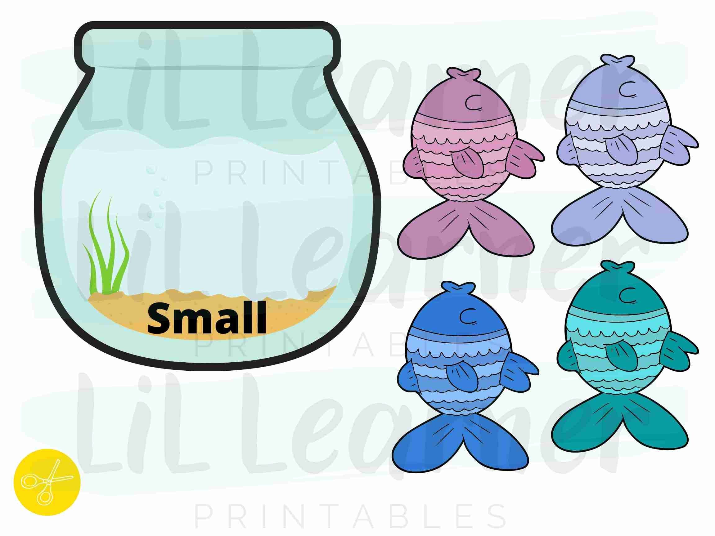 Printable, Educational Activity, Homeschool, Fish Bowl, Size Sort - Etsy
