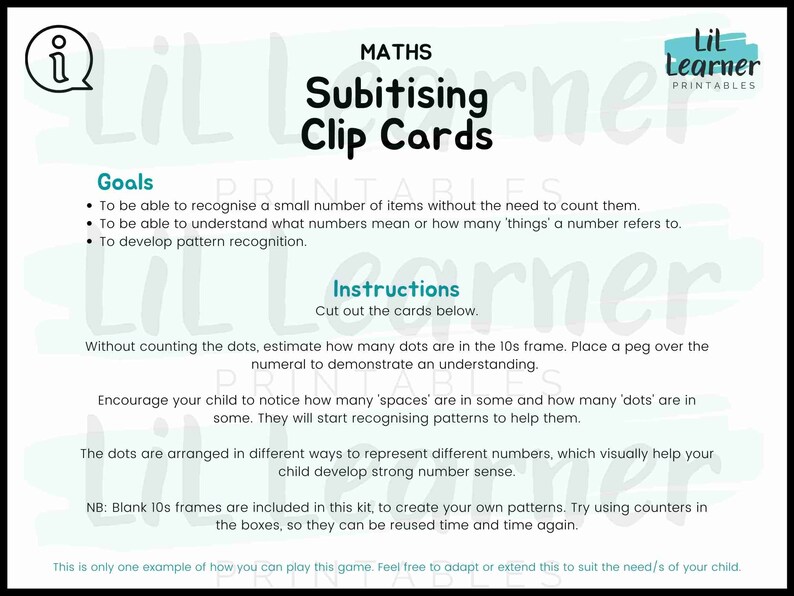 Printable, Educational Activity, Homeschool, Maths, Subitising, Number ...