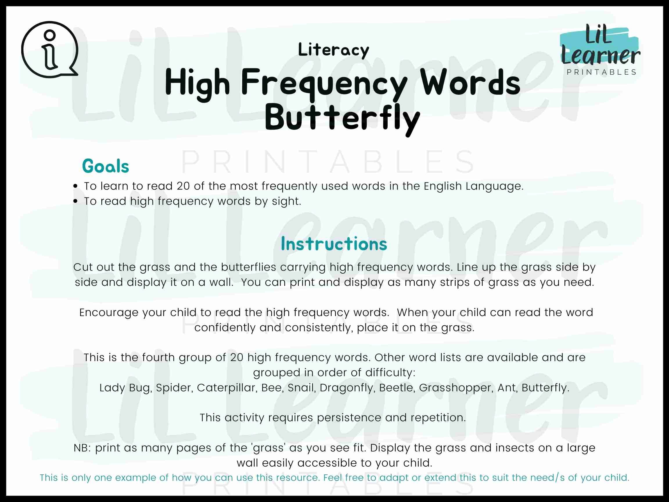 Printable, Educational Activity, Homeschool, High Frequency Words ...