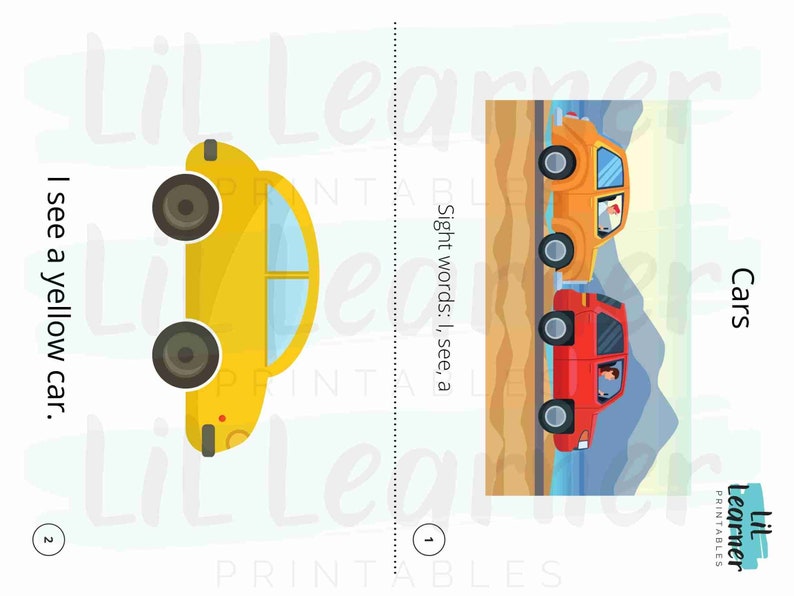 Printable Educational Activity Homeschool Cars Busy Books - Etsy
