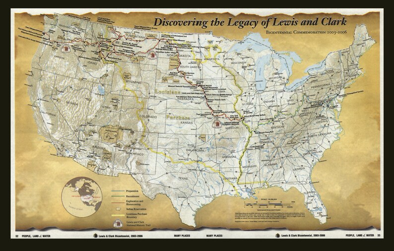 Lewis and Clark Expedition Map, Celebrating the Bicentennial of the ...