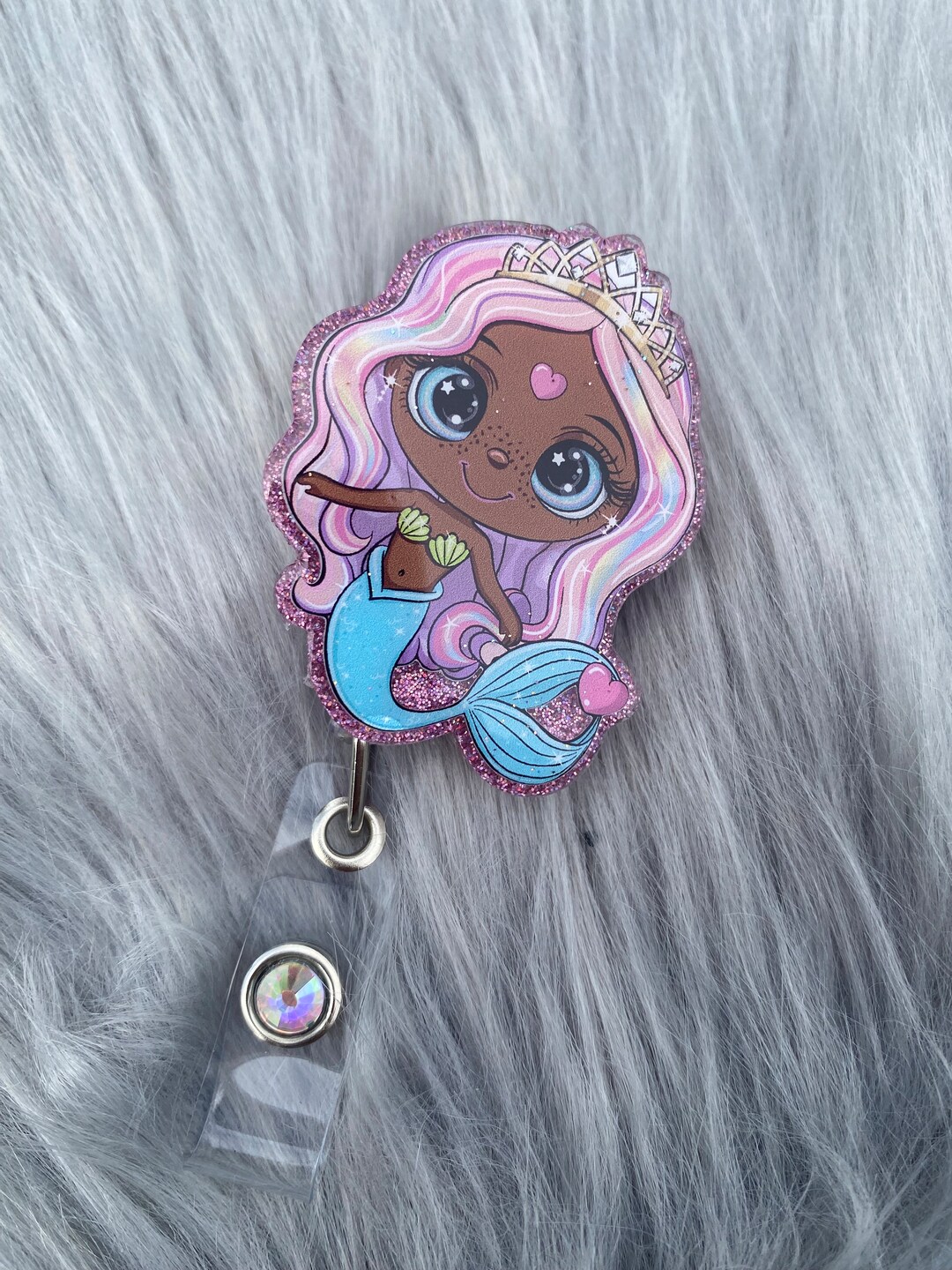 Cute Mermaid Interchangeable Badge Reel, Retractable Mermaid Badge Reel ...