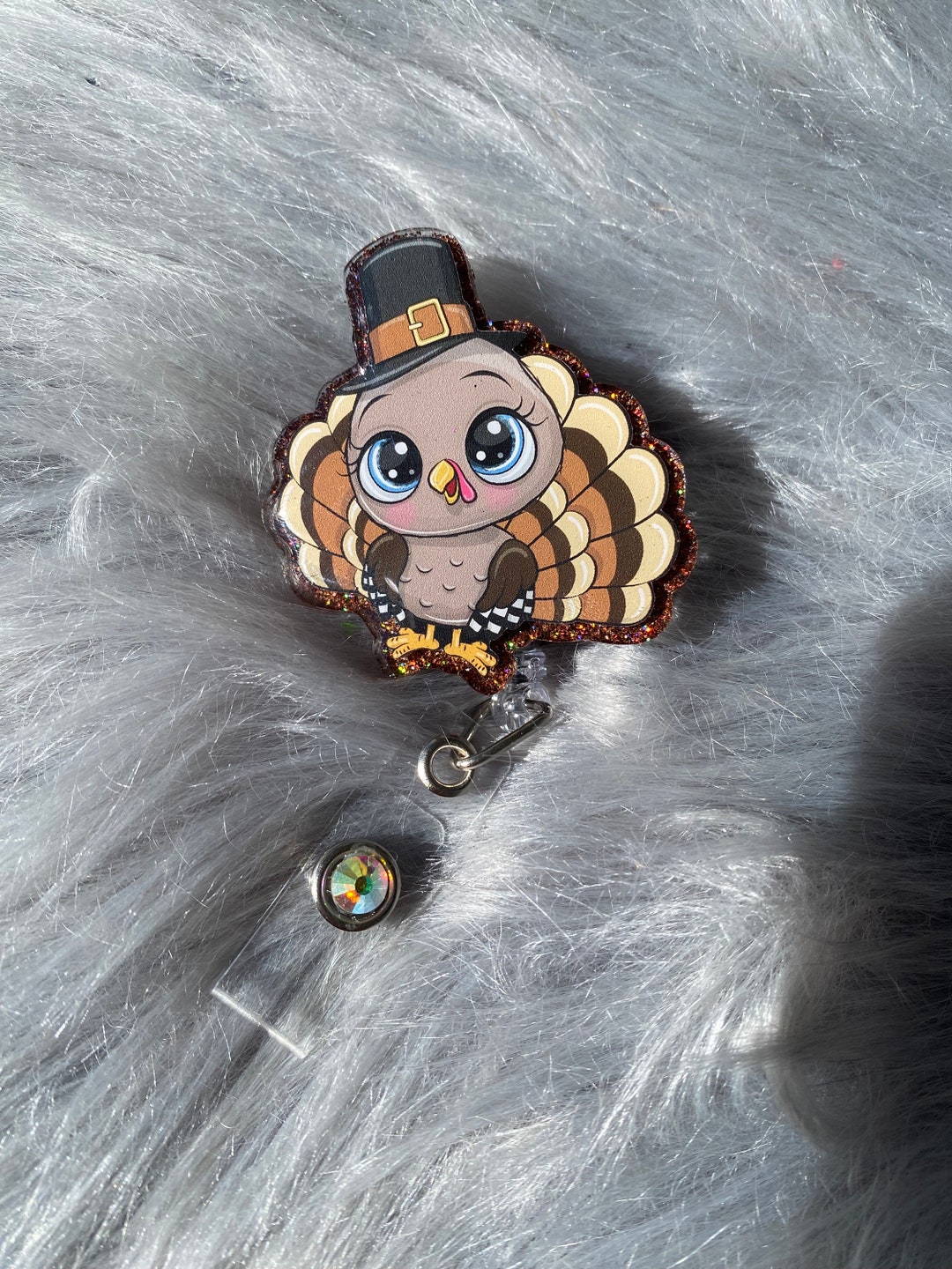 Thanksgiving Cartoon Turkey Interchangeable Badge Reel, Cute Turkey ...