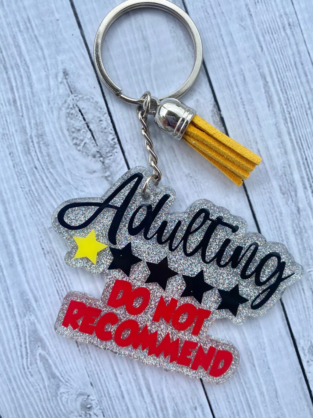 Adulting Star Rating Do Not Recommend Keychain, Funny Adulting Keyring ...