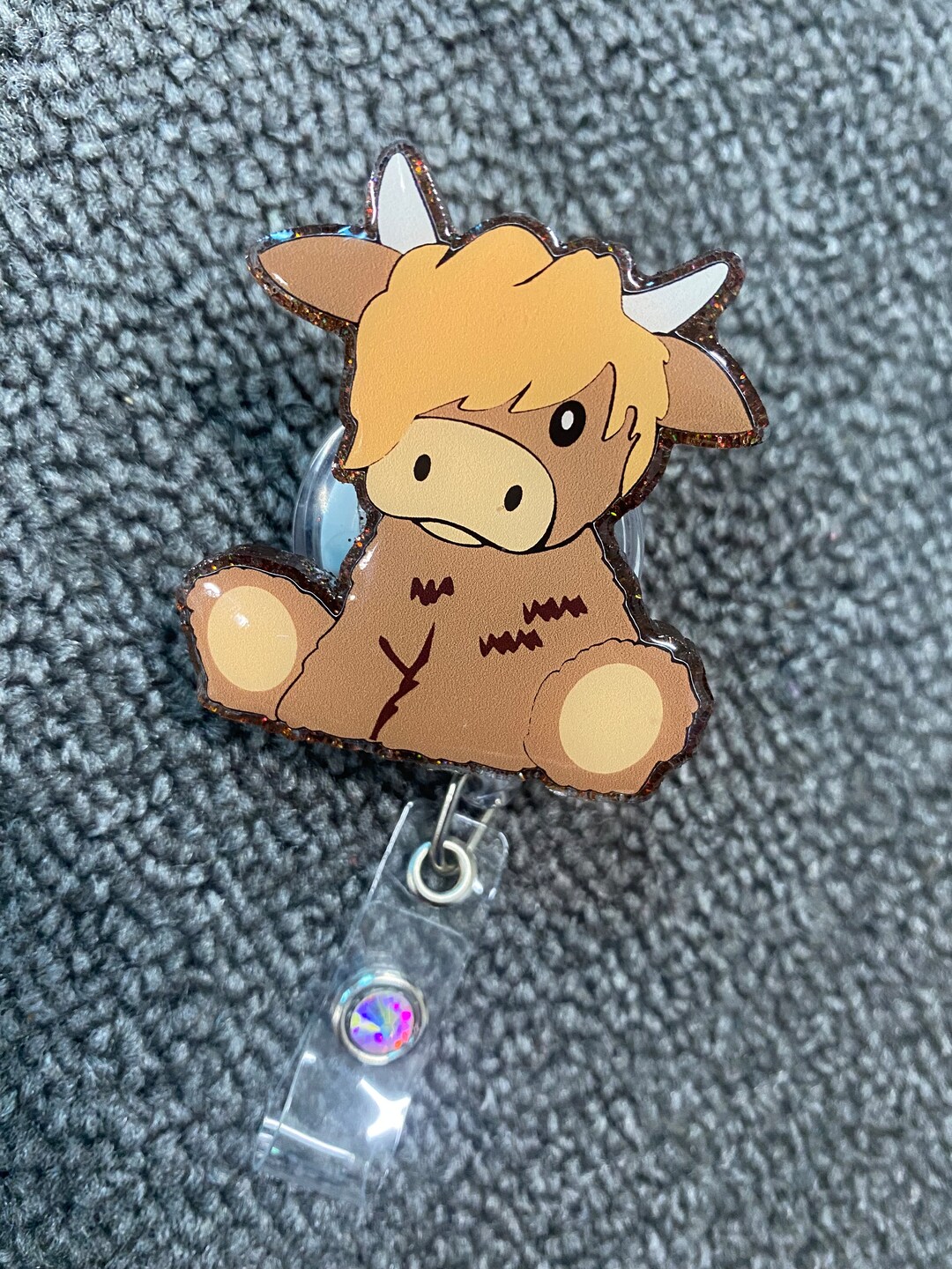 Highland Cow Interchangeable Badge Reel, Retractable Animal Badge Reel ...