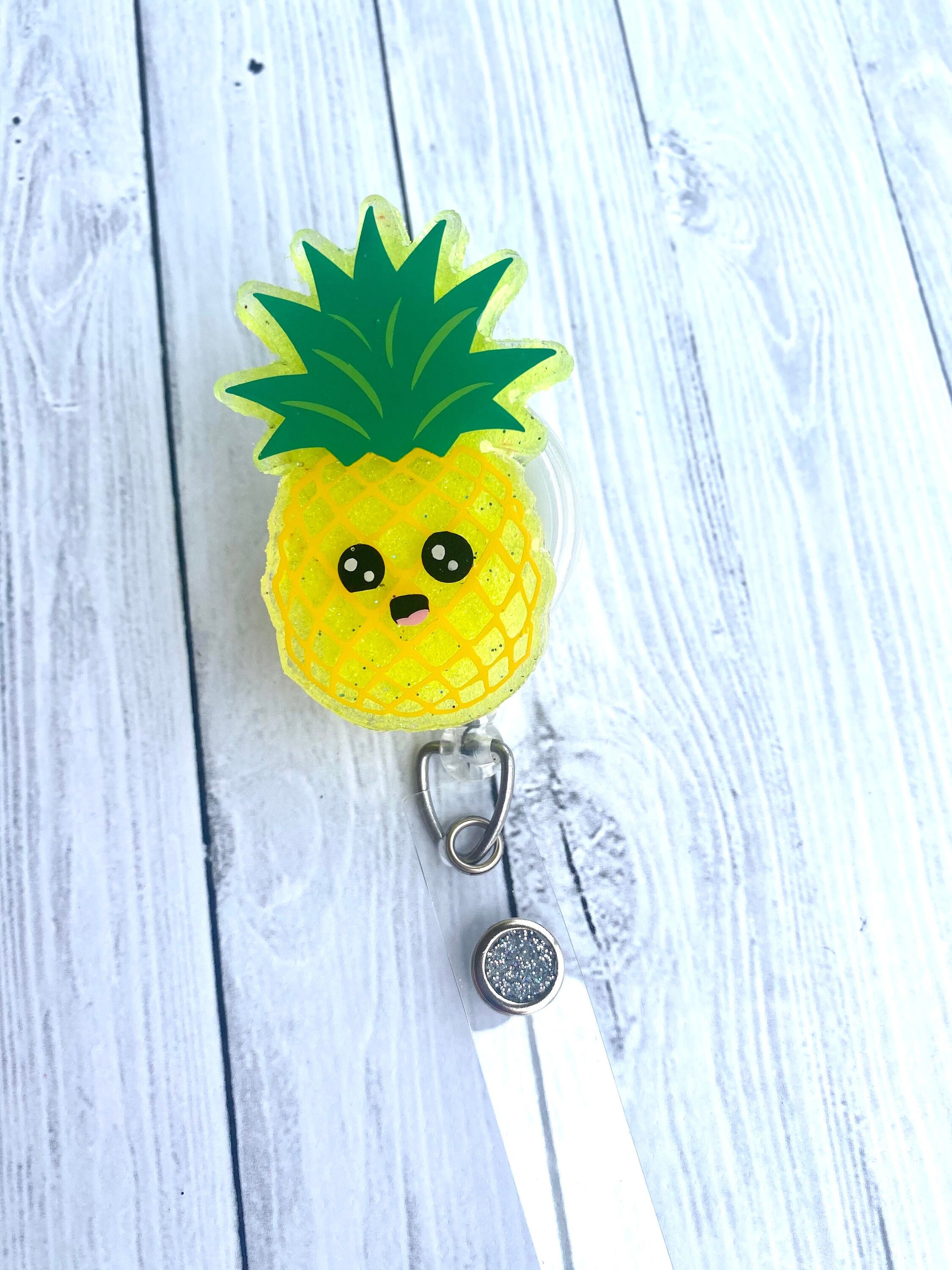 Pineapple Badge Reel, Happy Pineapple Interchangeable ID Card Holder ...