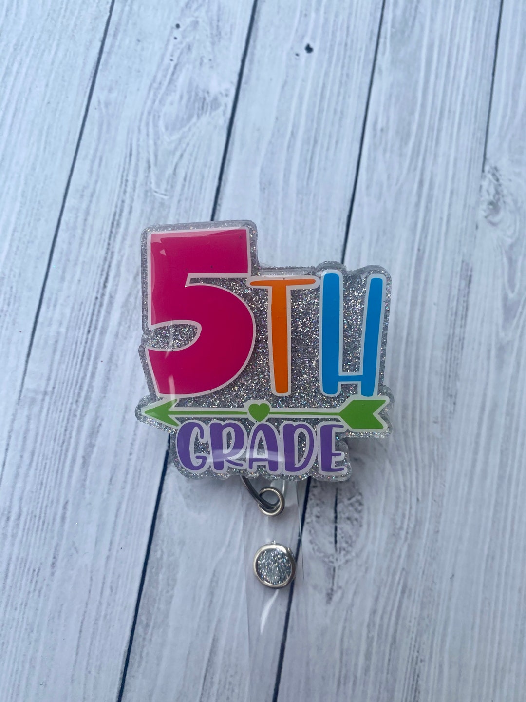 5th Grade Interchangeable Badge Reel, Fifth Grade Teacher Key Card, 5th ...