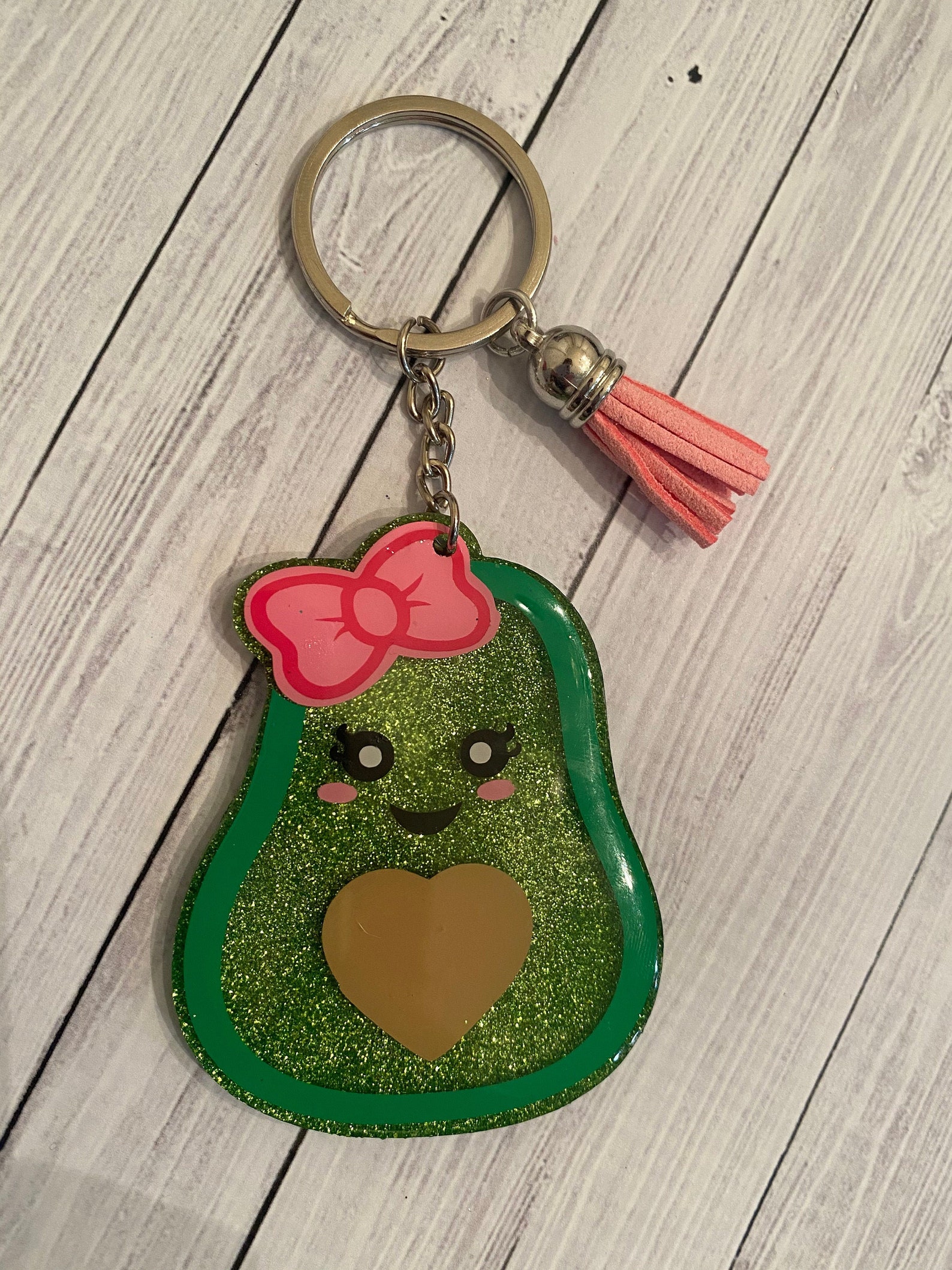 Cute Avocado Keychain Avocado With Bow Keyring Kawaii - Etsy