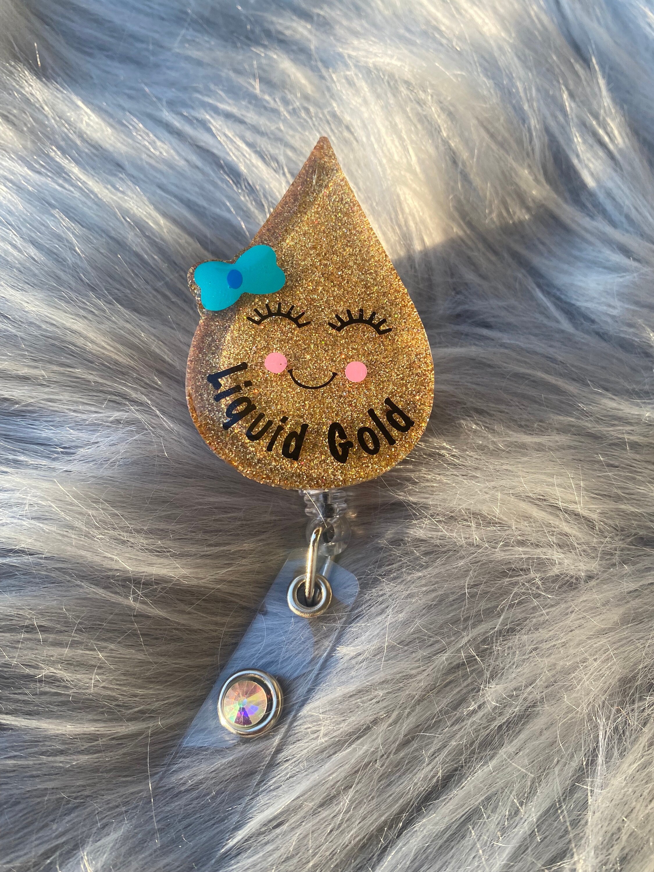 Liquid Gold Milk Droplet Interchangeable Badge Reel, Lactation ...