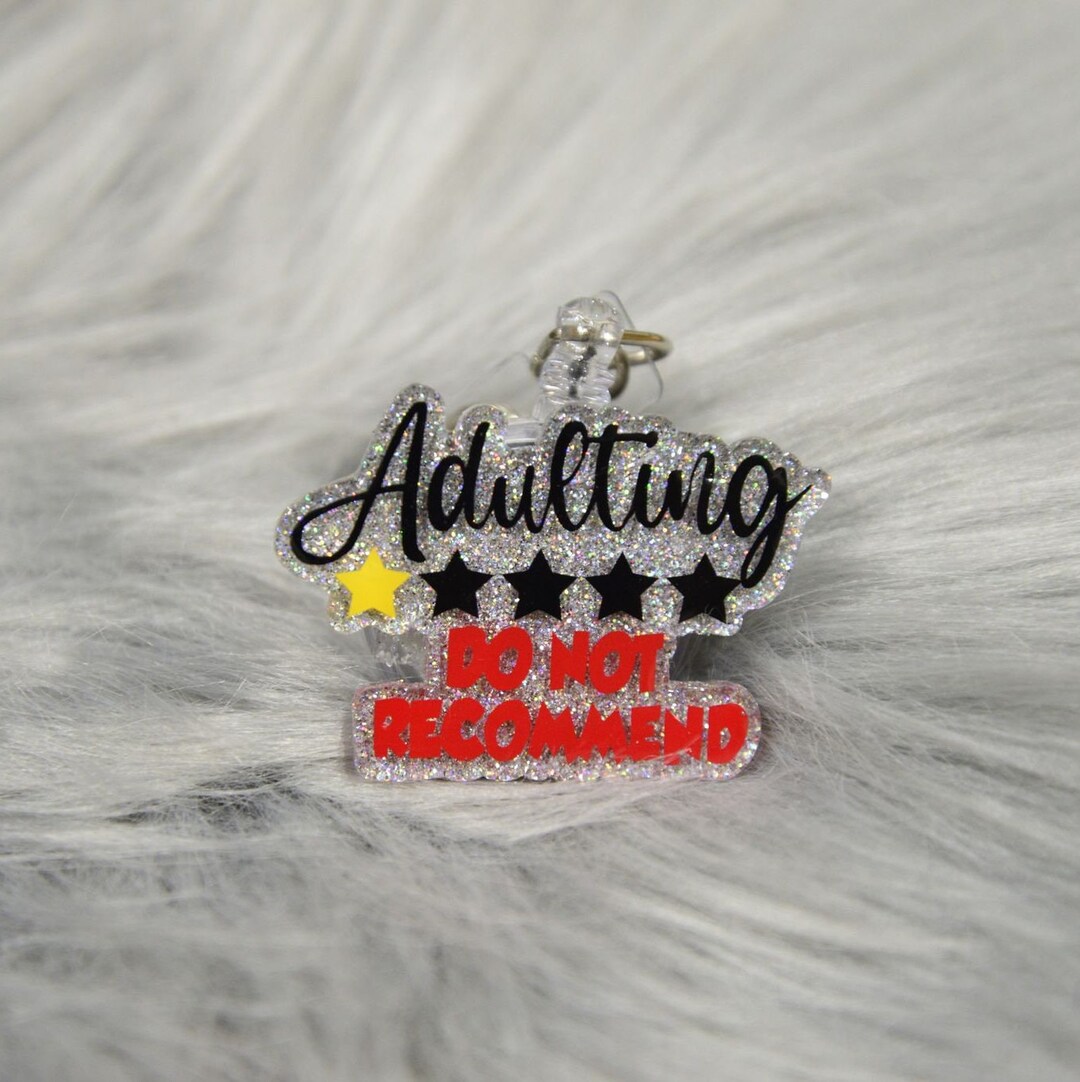 Adulting Star Rating Do Not Recommend Interchangeable Badge Reel, Funny ...