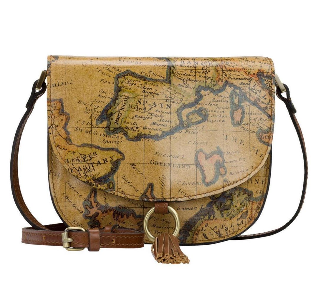 Patricia Nash Brinlee Leather Saddle Crossbody Bag European Map NWT - Etsy