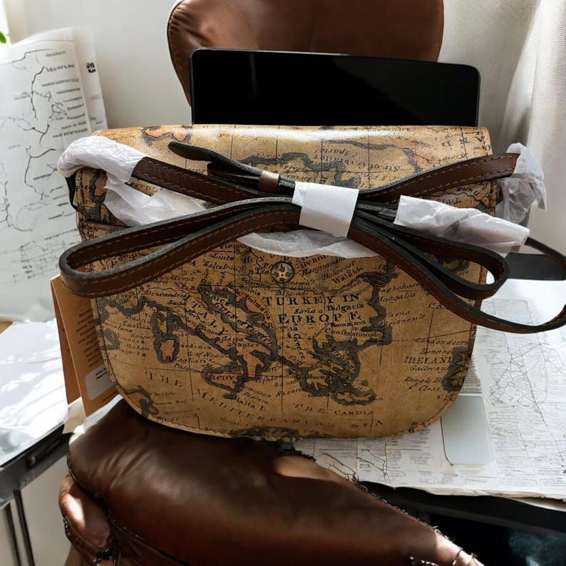 Patricia Nash Brinlee Leather Saddle Crossbody Bag European Map NWT - Etsy