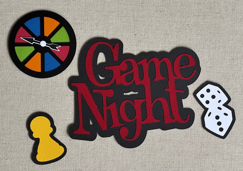 Game Night Die Cut Scrapbooking Premade Titles Paper Piecing Family ...