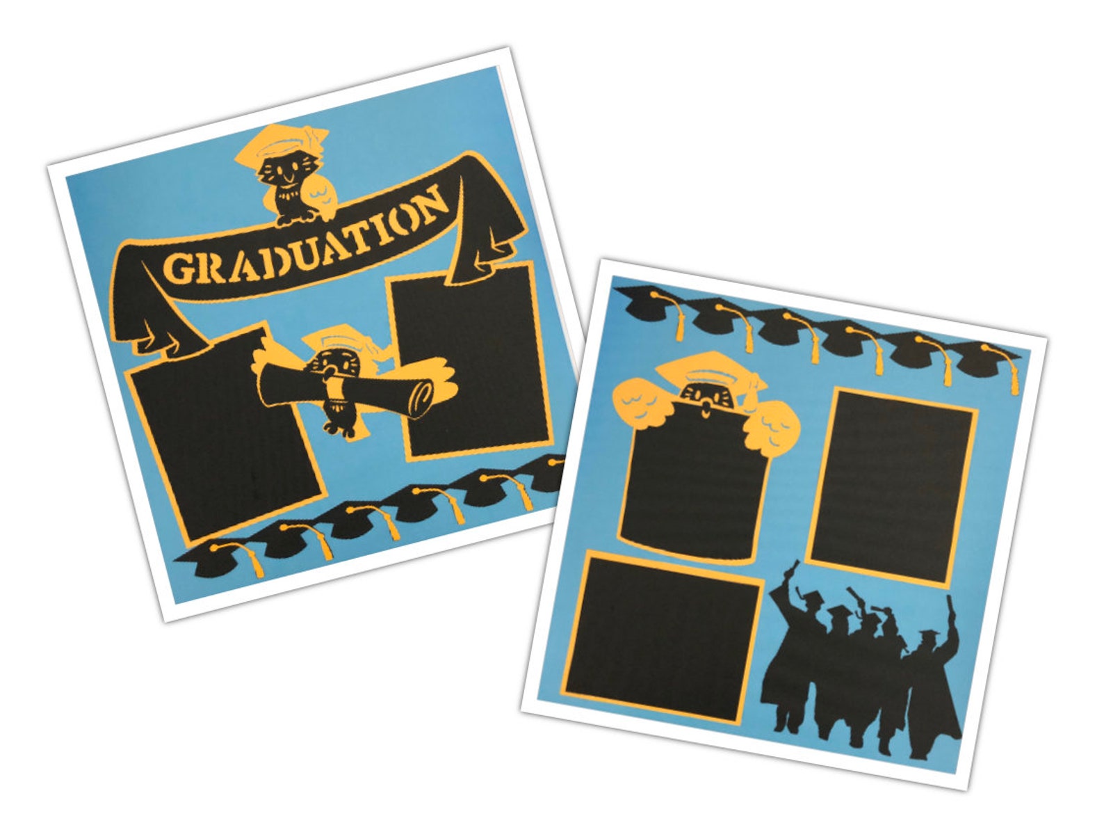 Graduation 2 Page Layout Kit Die Cut Scrapbooking Premade Title Layout ...