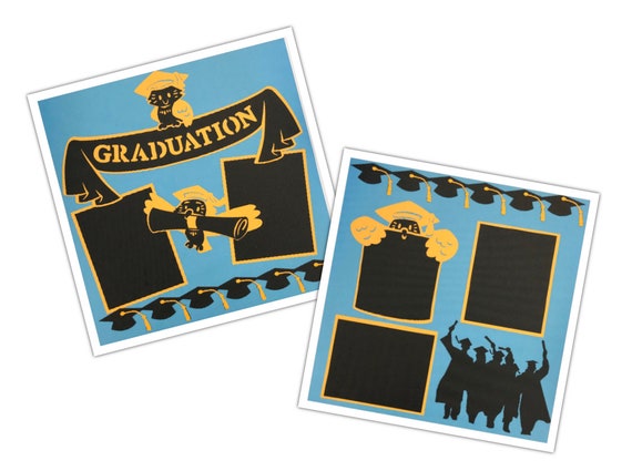 Graduation 2 Page Layout Kit Die Cut Scrapbooking | Etsy